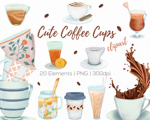 Coffee Clipart Coffee Mug Clipart Coffee Cup Clip Art | Etsy