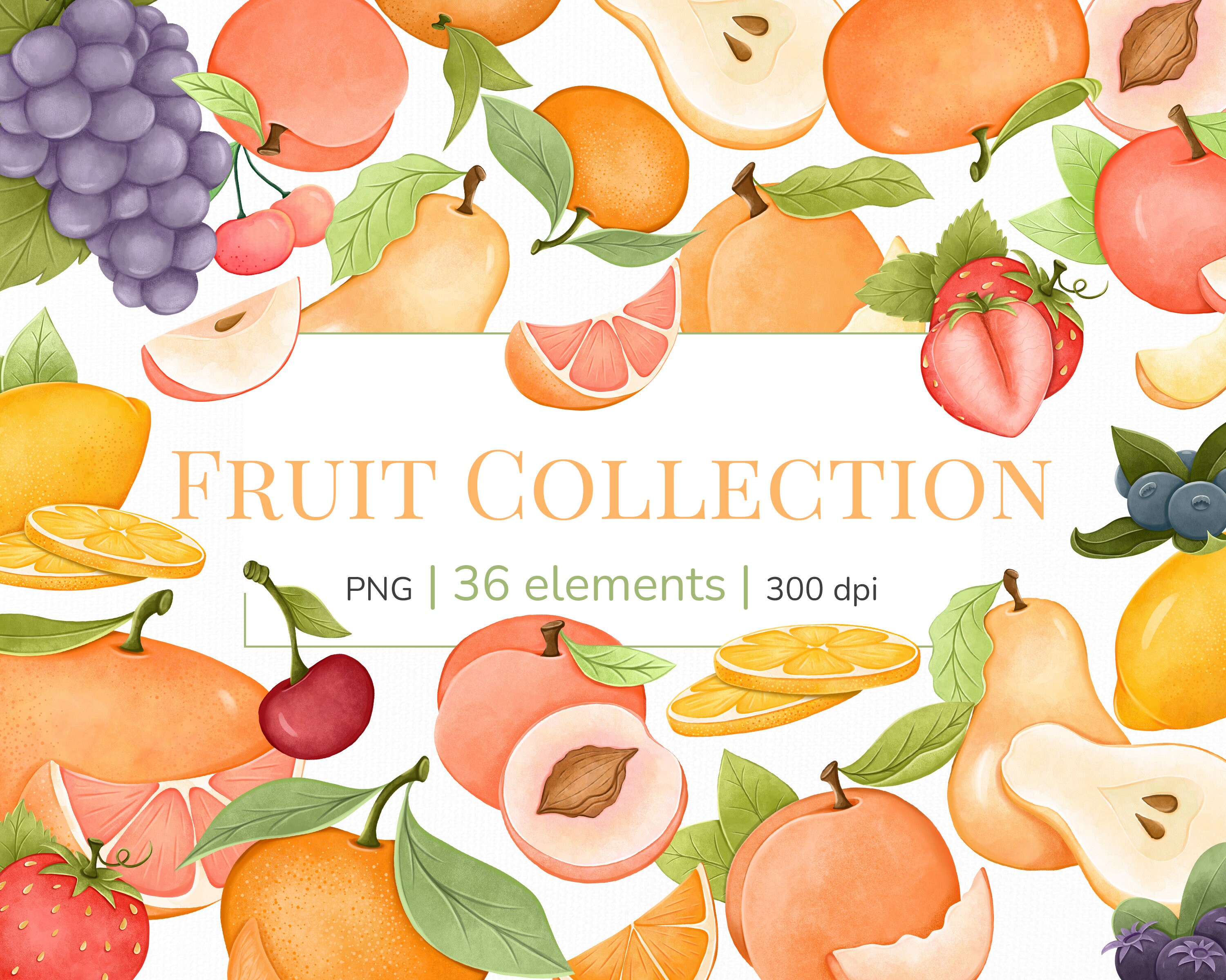 Fruit clipart bundle Summer clipart Healthy food clip art | Etsy