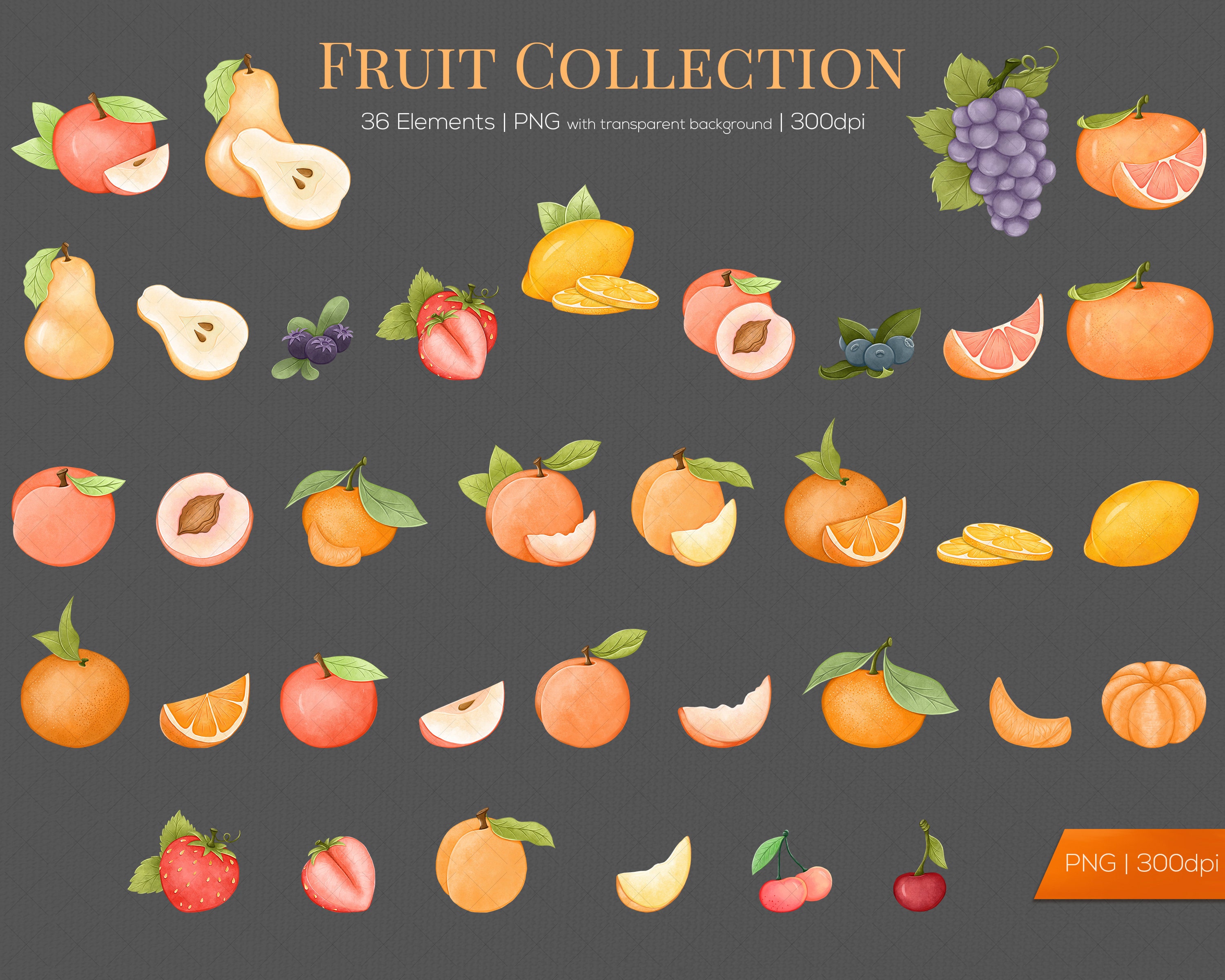 Fruit clipart bundle Summer clipart Healthy food clip art | Etsy