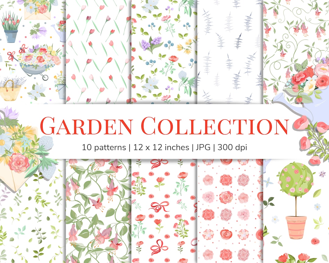 Garden Digital Paper. Spring Digital Paper. Floral Pattern Background ...