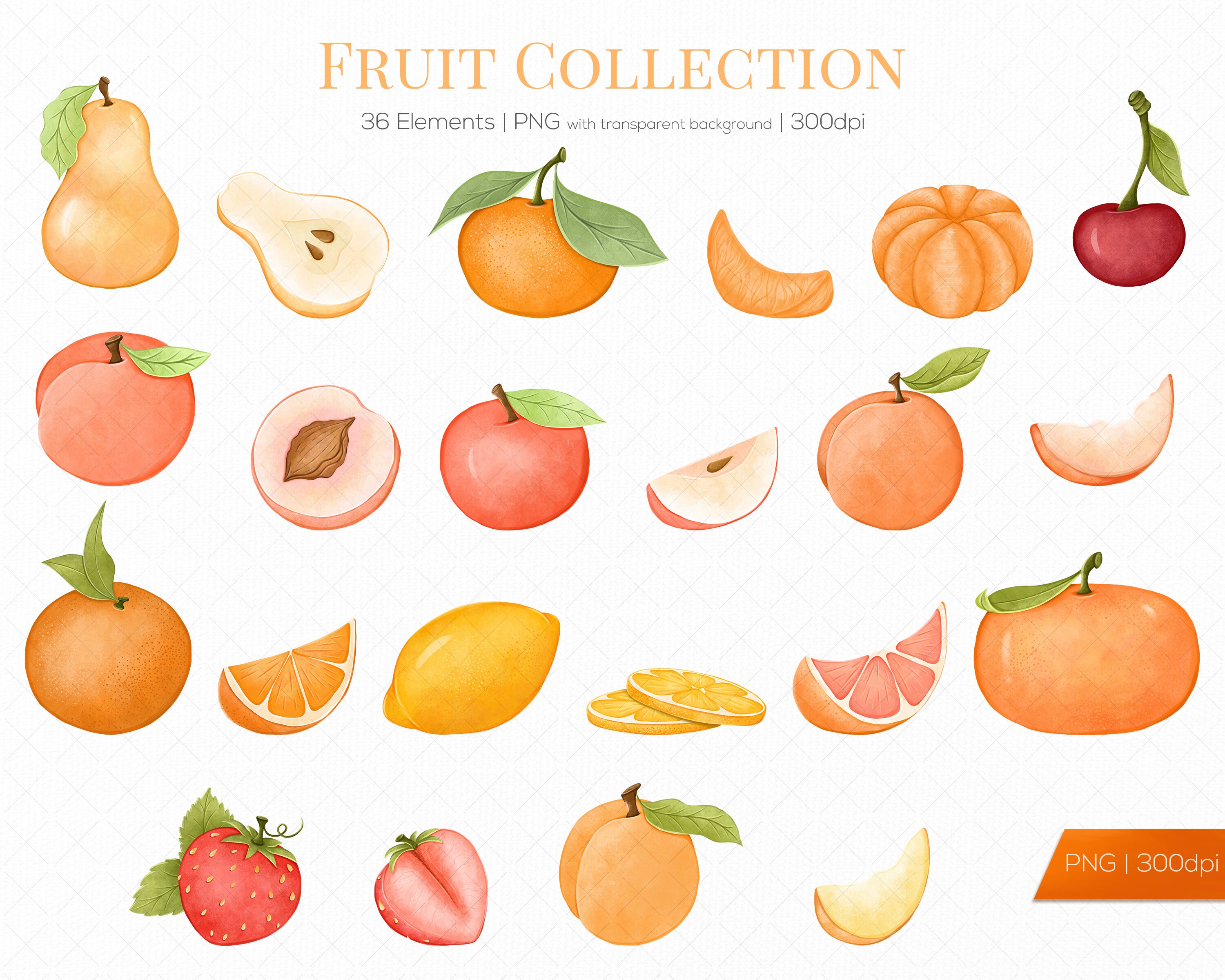 Fruit clipart bundle Summer clipart Healthy food clip art | Etsy