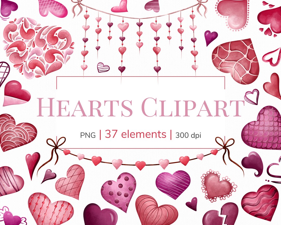 Valentine PNG | Pink Heart Clipart | Valentines Watercolor Hearts ...