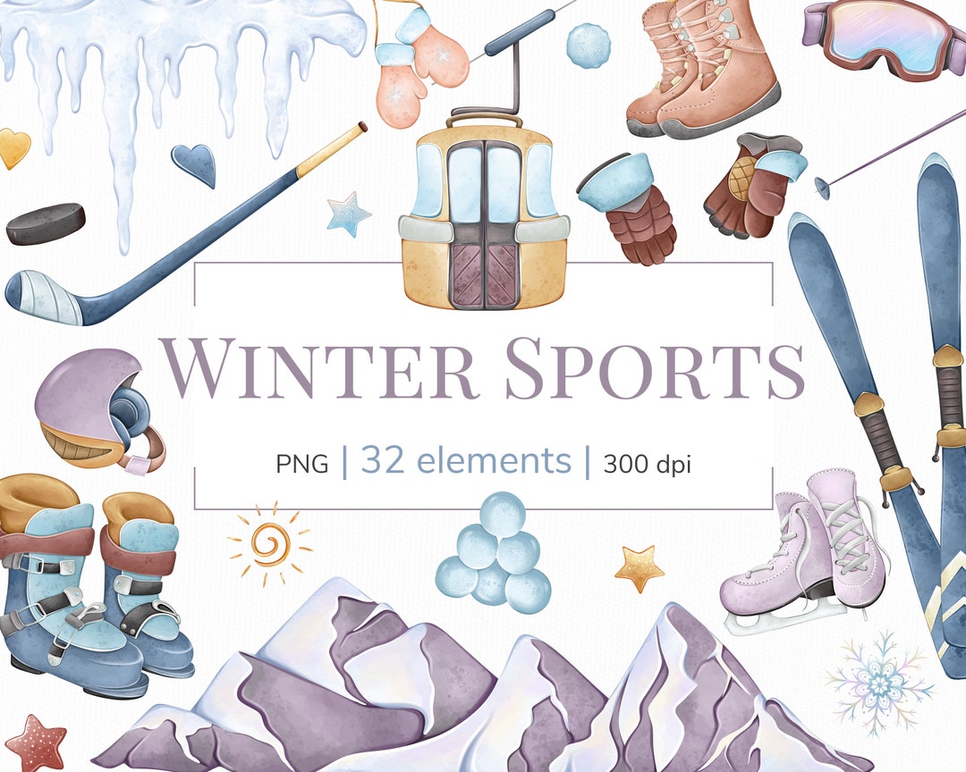 Winter Sports Clipart | Winter Clipart | Snowboarding, Skating, Curling ...