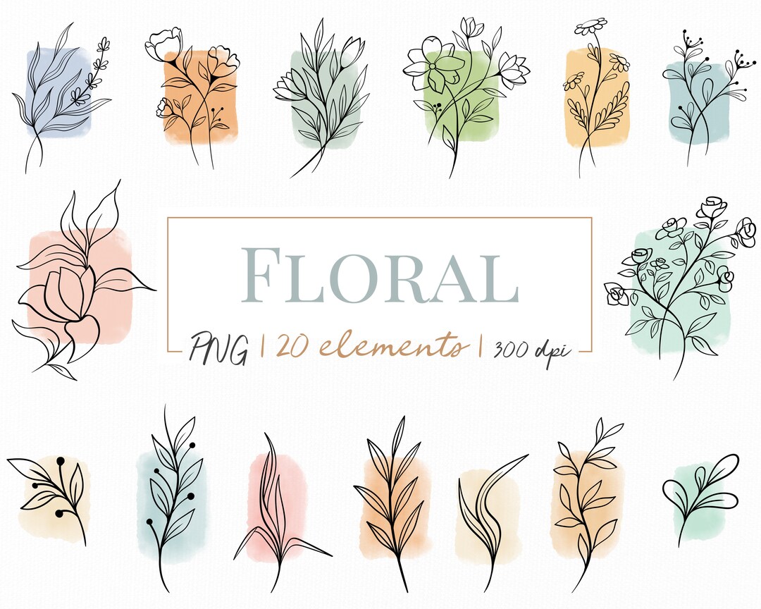 Flowers Clipart | Watercolor Clipart in PNG | Hand Drawn Botanical ...