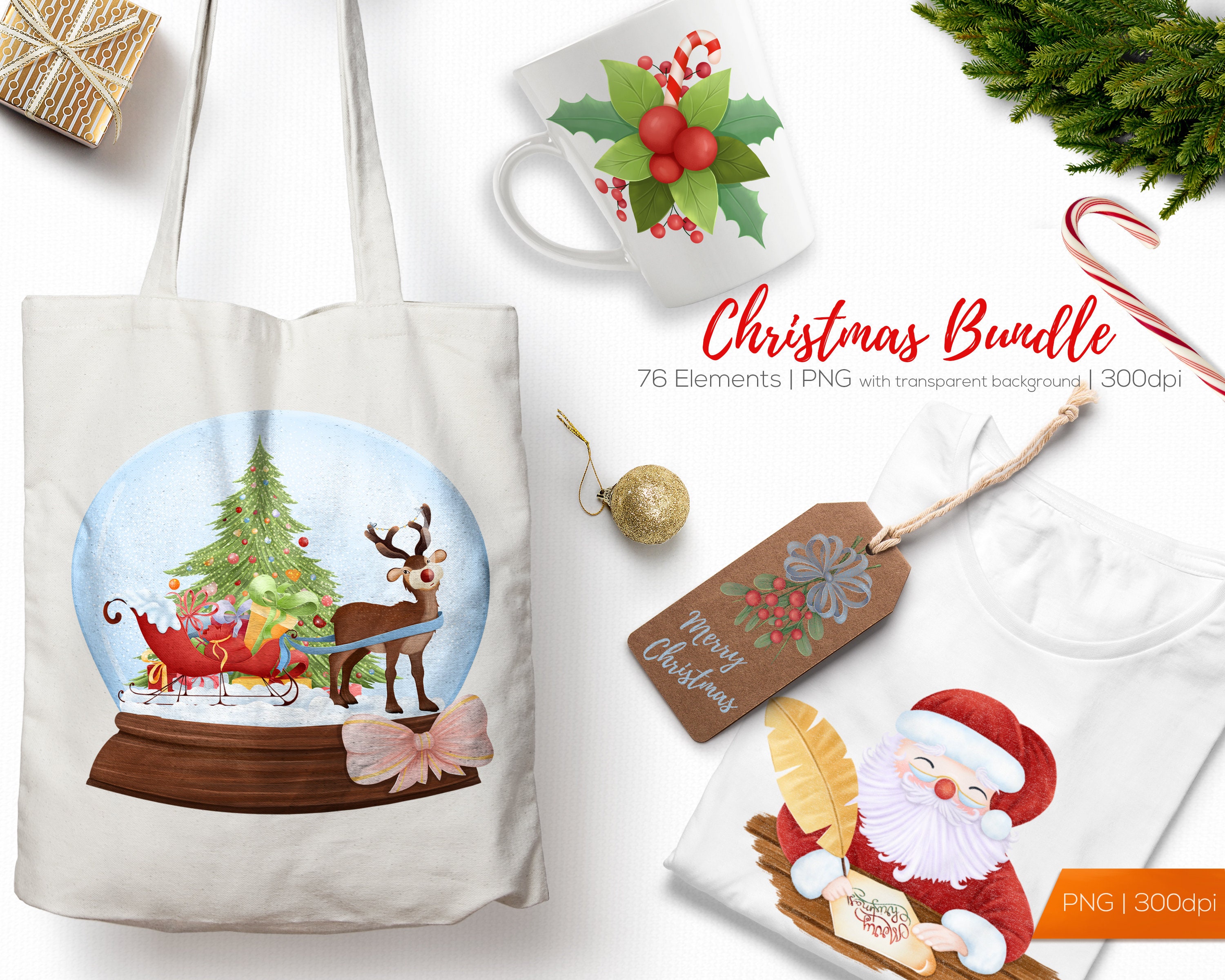 Christmas Clipart Bundle Holiday Clip Art Cute Christmas | Etsy