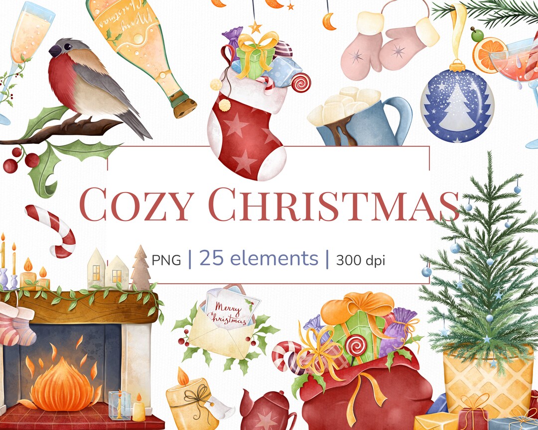 Christmas Clipart Winter Clipart Holiday Clipart PNG Watercolor ...