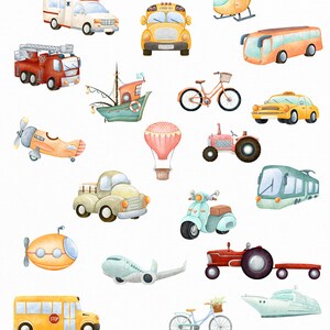Transport Clipart | Watercolor Cars Clipart | Transport Clipart Set ...