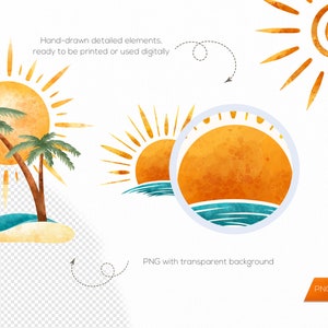 Sun Clipart | Summer Clipart | Warm Sun Png Clipart | Hand Drawn ...