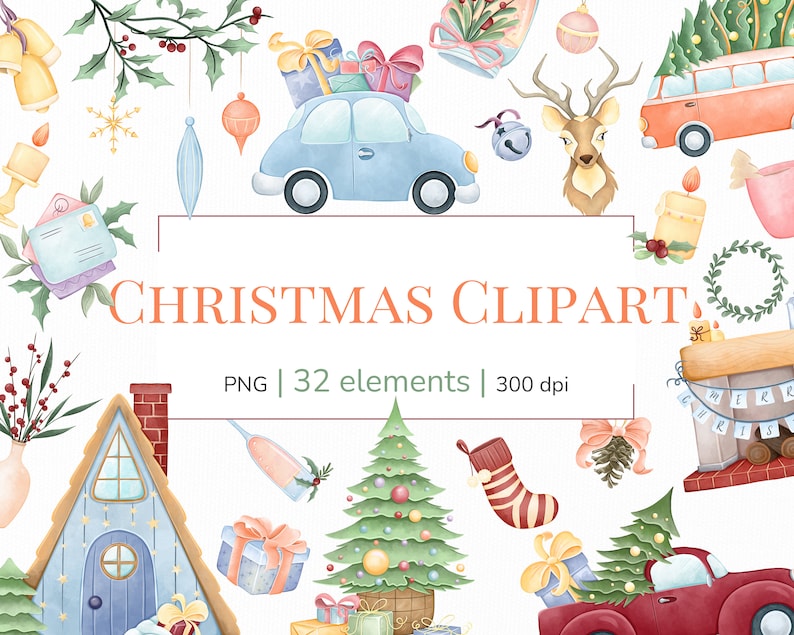 Christmas Clipart Winter Clipart New Year Clipart Cute - Etsy