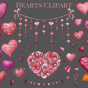 Valentine PNG | Pink Heart Clipart | Valentines Watercolor Hearts ...