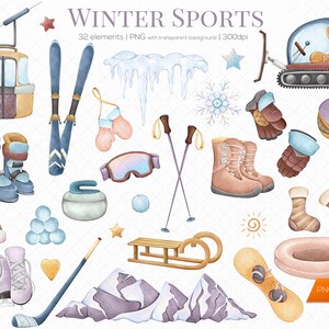 Winter Sports Clipart | Winter Clipart | Snowboarding, Skating, Curling ...