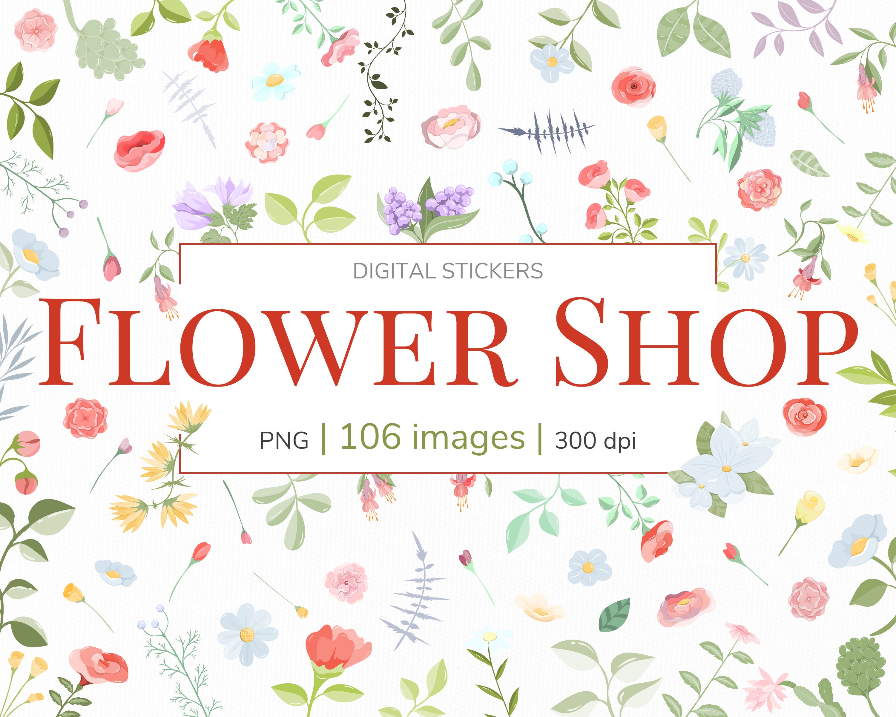 Flower Clipart Digital Flower Bouquet Valentine Flowers - Etsy Canada
