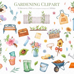 Gardening Clipart | Spring Clip Art | Farmhouse Clipart | Flower ...