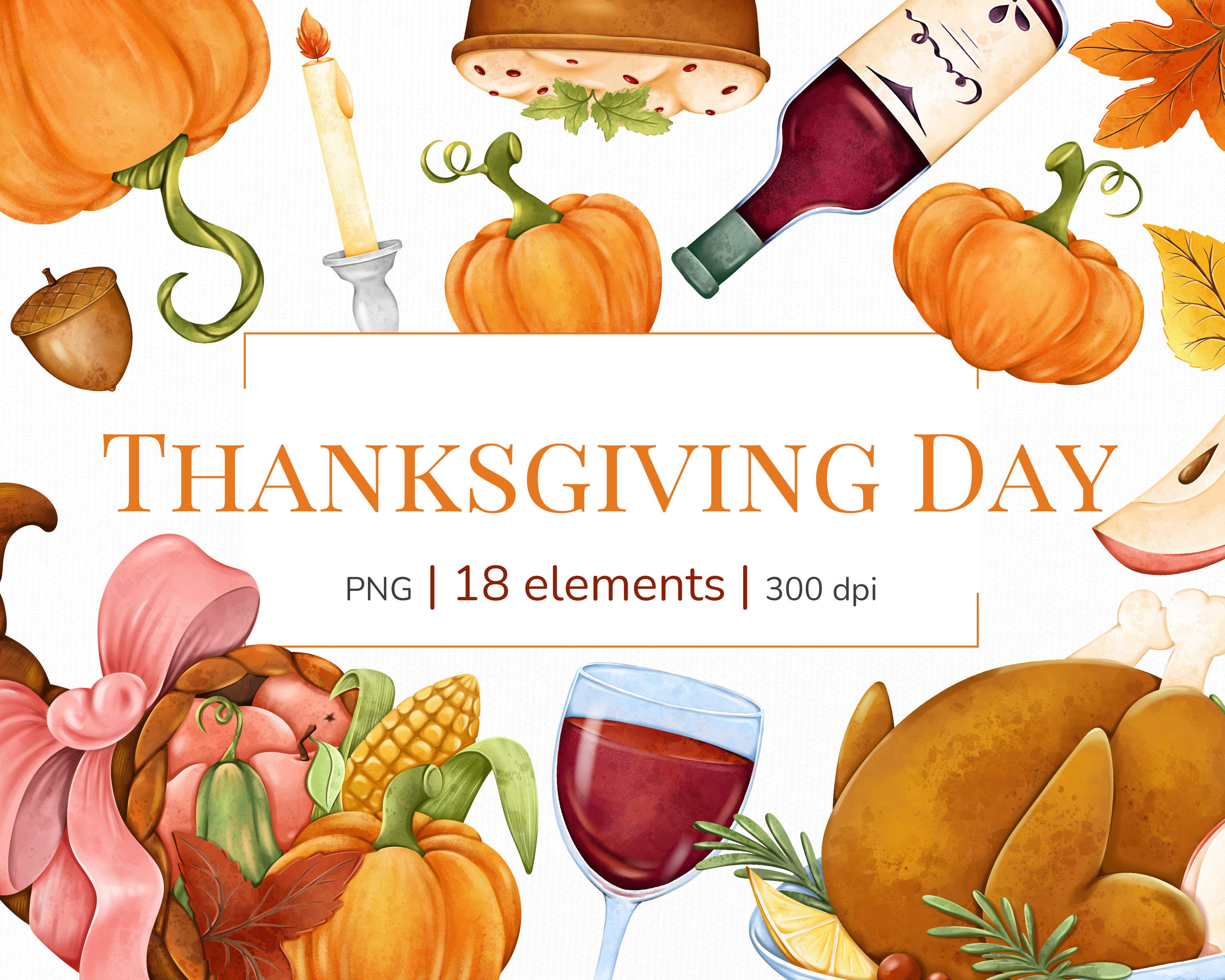 Thanksgiving Day Clipart Cute Autumn Clipart Fall Clipart - Etsy