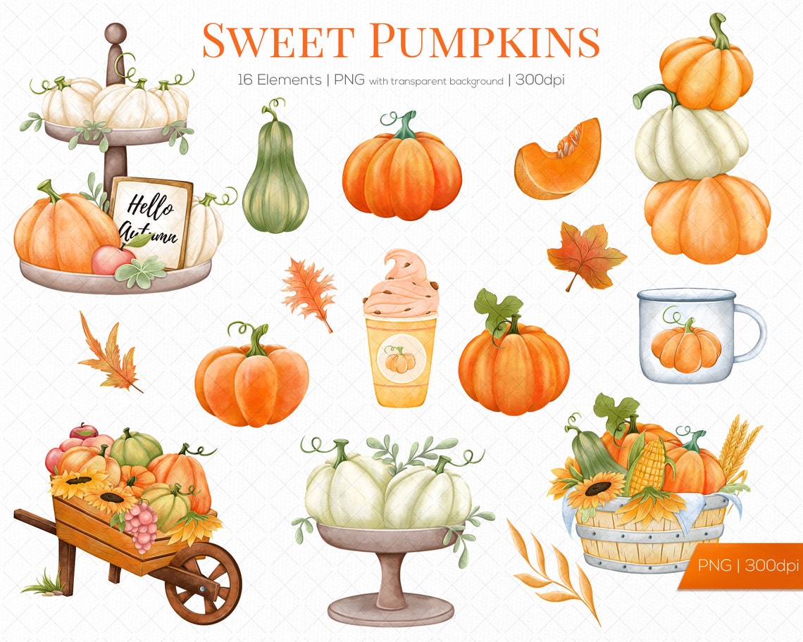 Pumpkin Clipart Fall Clipart Thanksgiving Day Clipart - Etsy