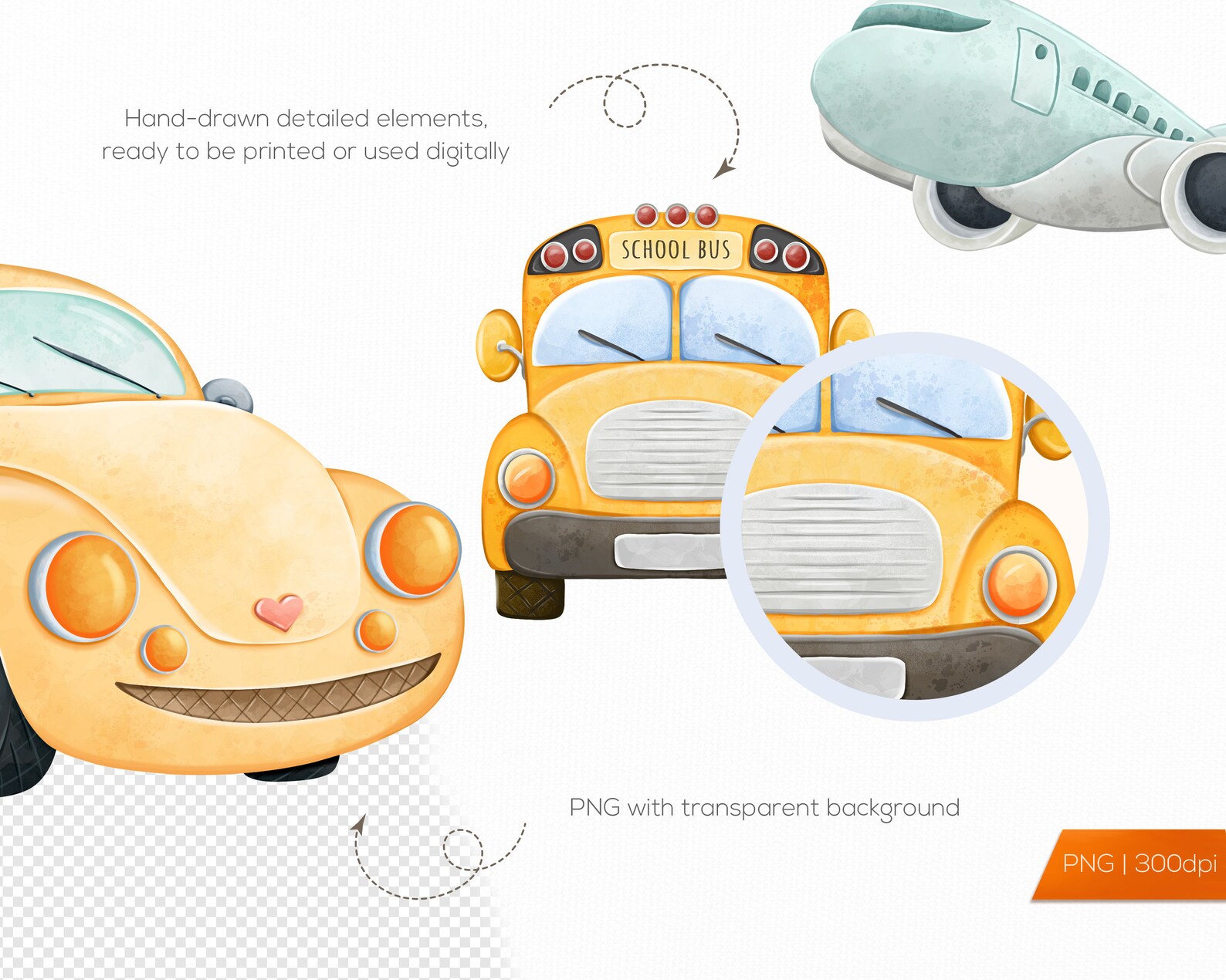 Transport Clipart Watercolor Cars Clipart Transport Clipart Set Vehicle ...