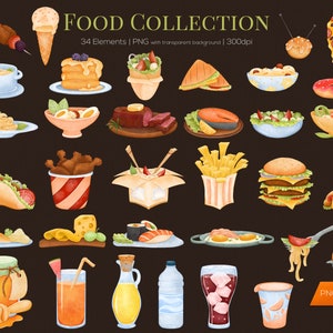 Food Clipart Bundle | Junk Food Clipart | Fast Food Illustration PNG ...