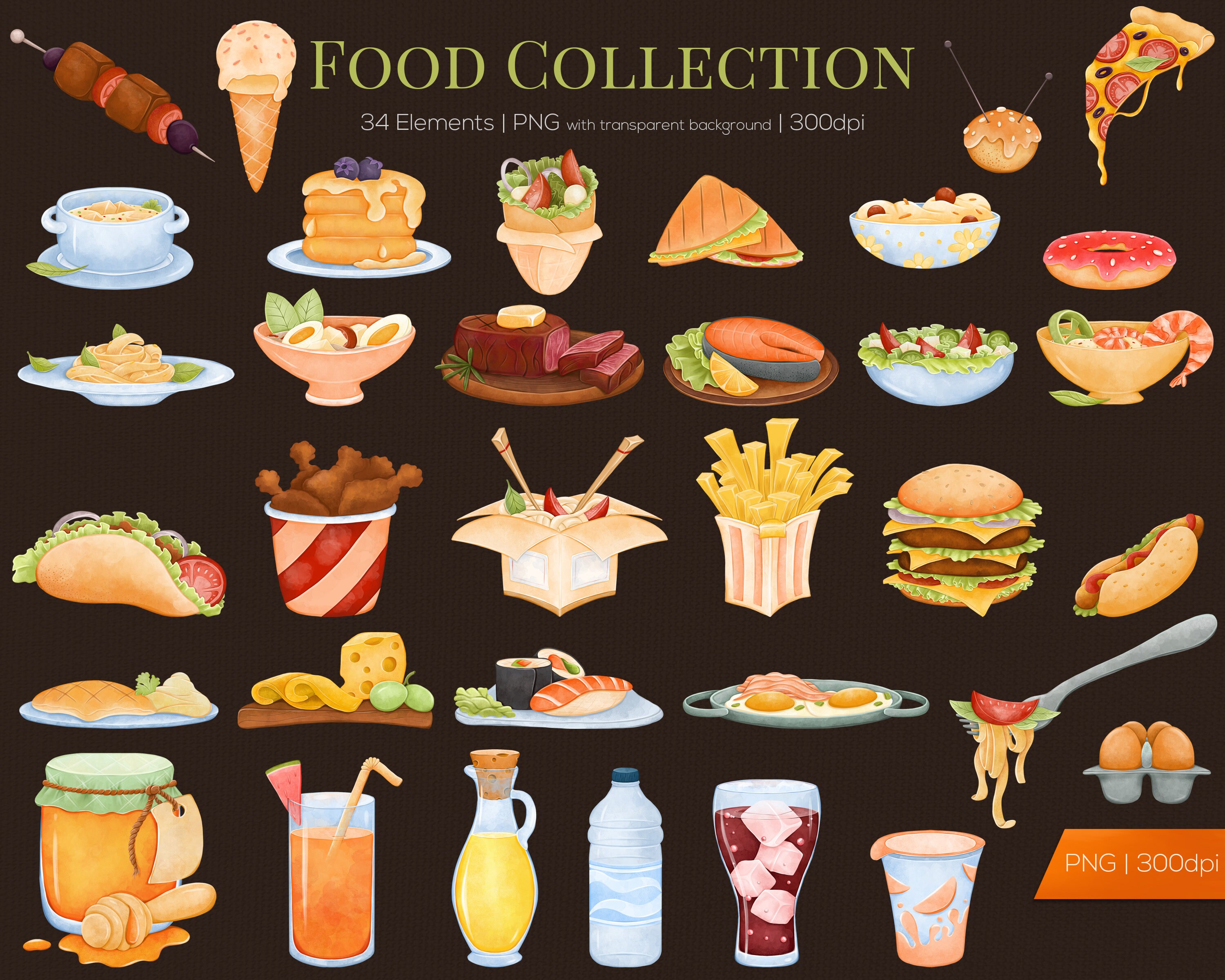 Food Clipart Bundle Junk Food Clipart Fast Food | Etsy Canada