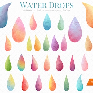 Drops Clipart | Watercolor Water Drops Clip Art | Water Drips Clipart ...