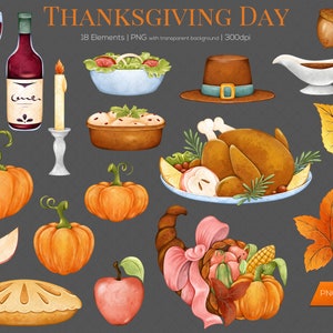 Thanksgiving Day Clipart | Cute Autumn Clipart | Fall Clipart | Pumpkin ...