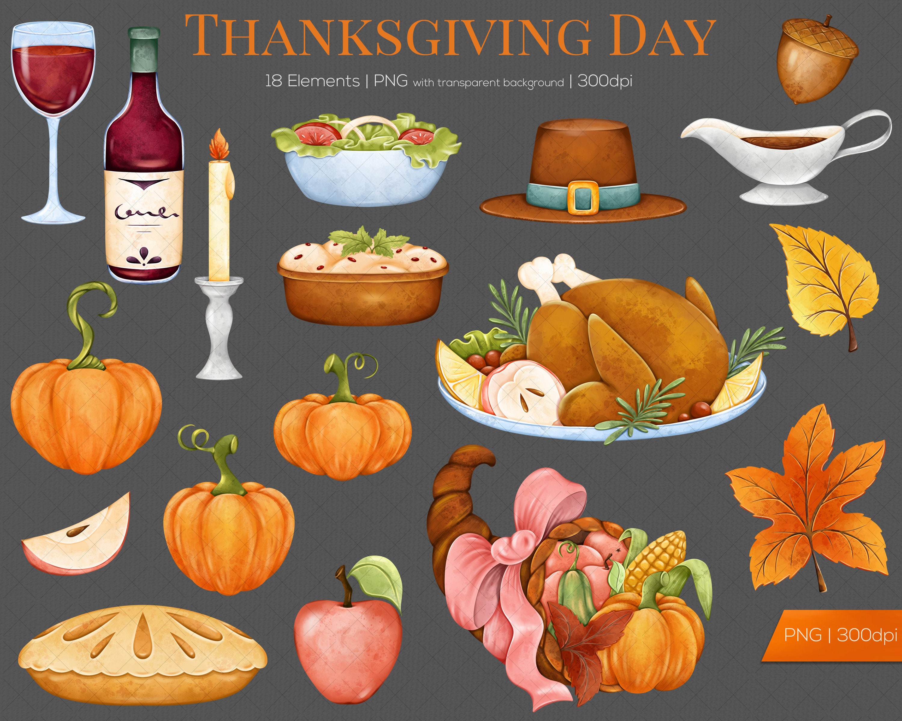 Thanksgiving Day Clipart Cute Autumn Clipart Fall Clipart - Etsy