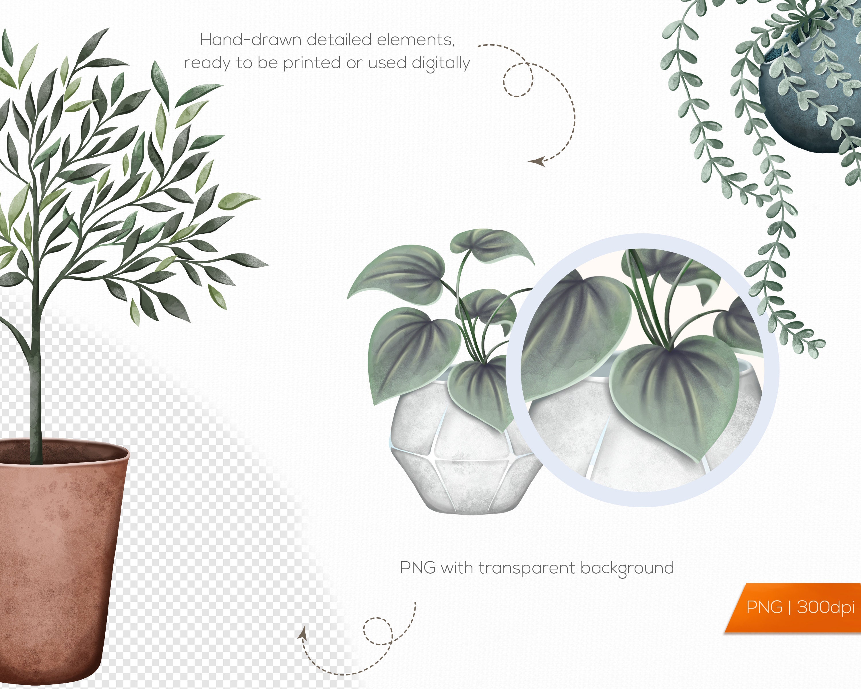 Potted Plants Clipart Flower Pot Clipart Rustic Garden | Etsy