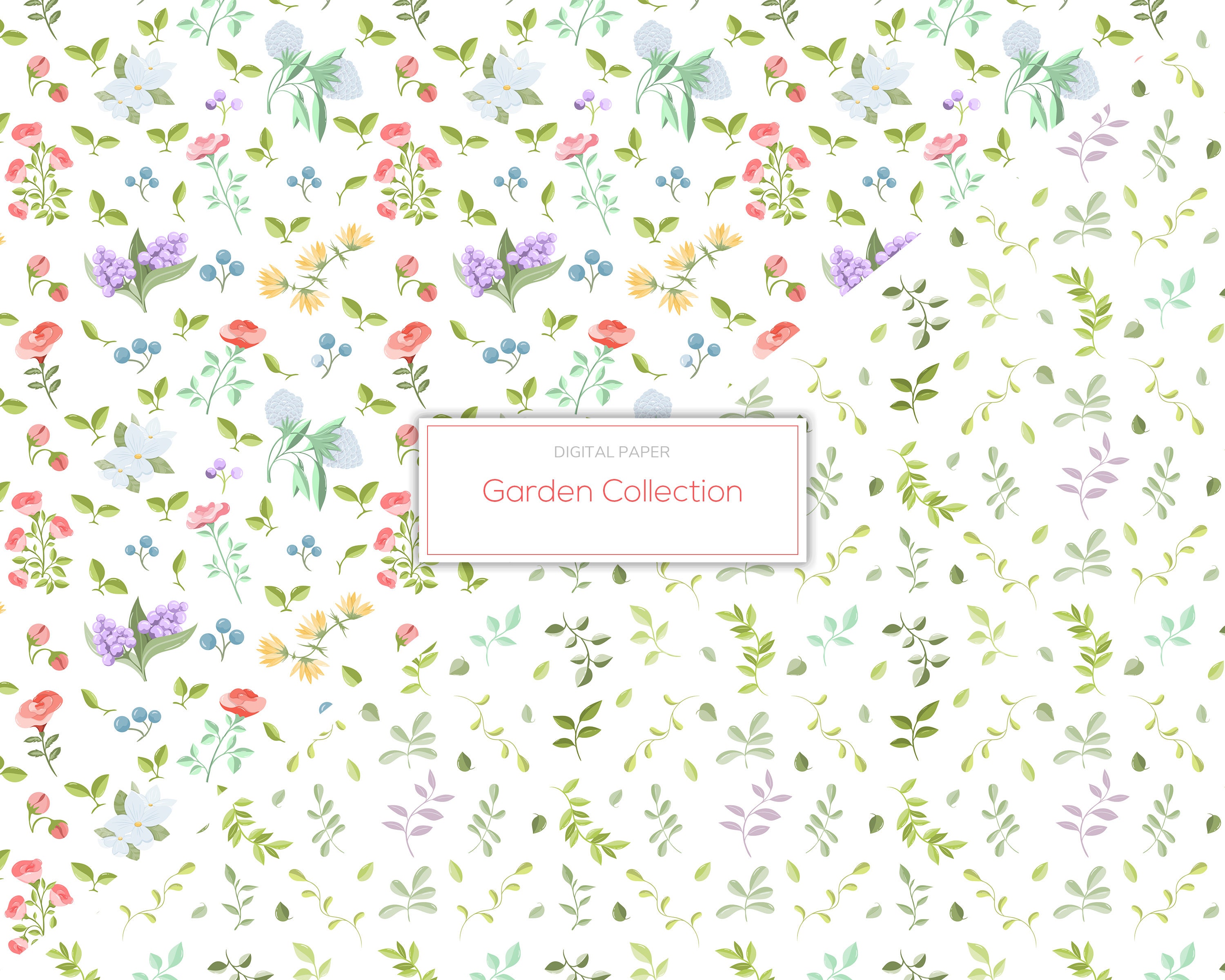Garden Digital Paper. Spring Digital Paper. Floral Pattern - Etsy