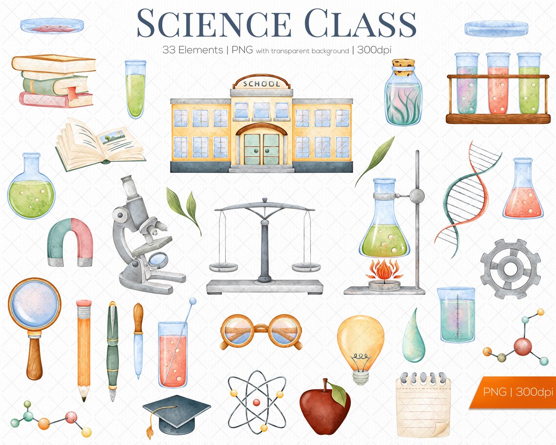 Science Clipart Watercolor School Clipart Graduation - Etsy