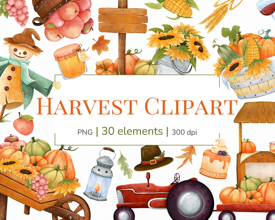 Fall Clipart Harvest Clipart Thanksgiving Clipart Png - Etsy