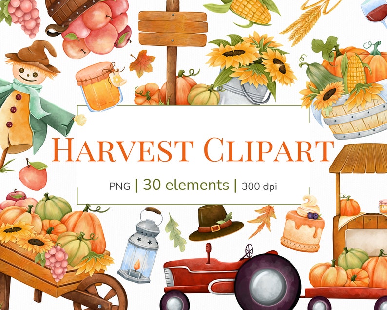 Fall Clipart Harvest Clipart Thanksgiving Clipart Png - Etsy