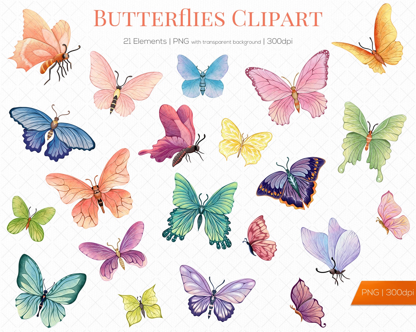 Butterfly Clipart Watercolor Butterfly Clip Art Hand - Etsy