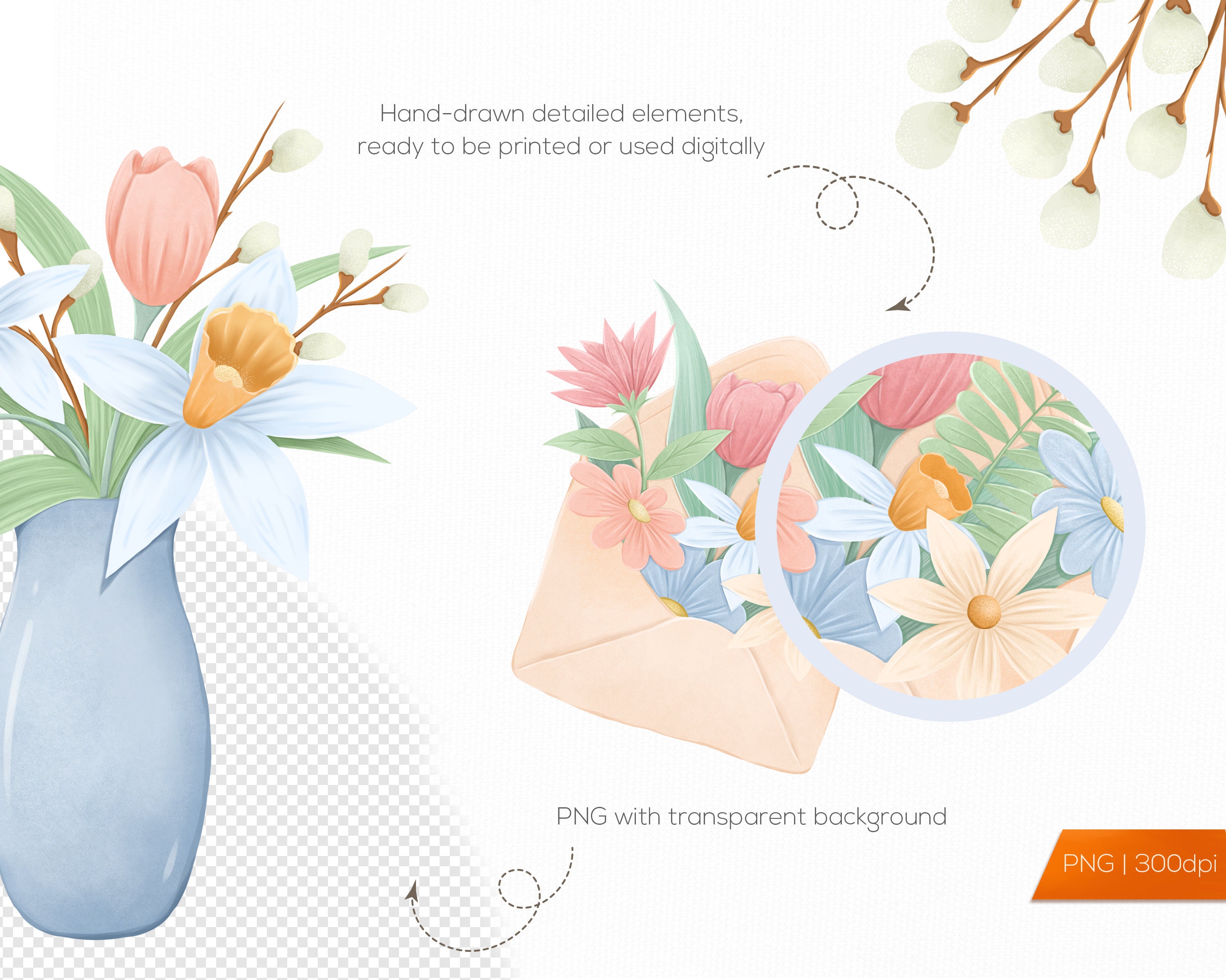 Spring Flowers Clipart Mothers Day Flowers Easter Clipart - Etsy