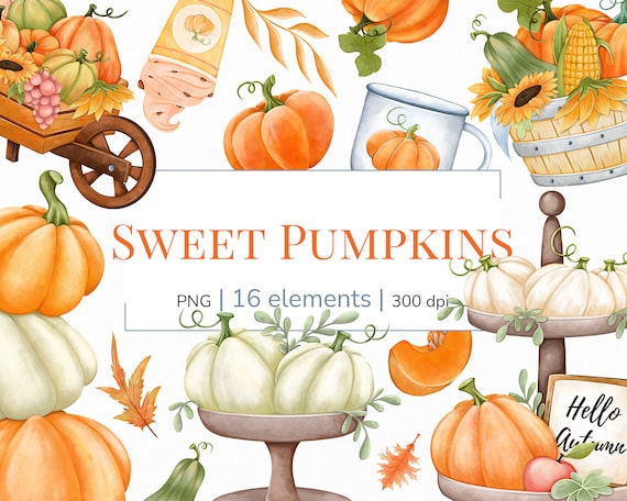 Pumpkin Clipart Fall Clipart Thanksgiving Day Clipart - Etsy