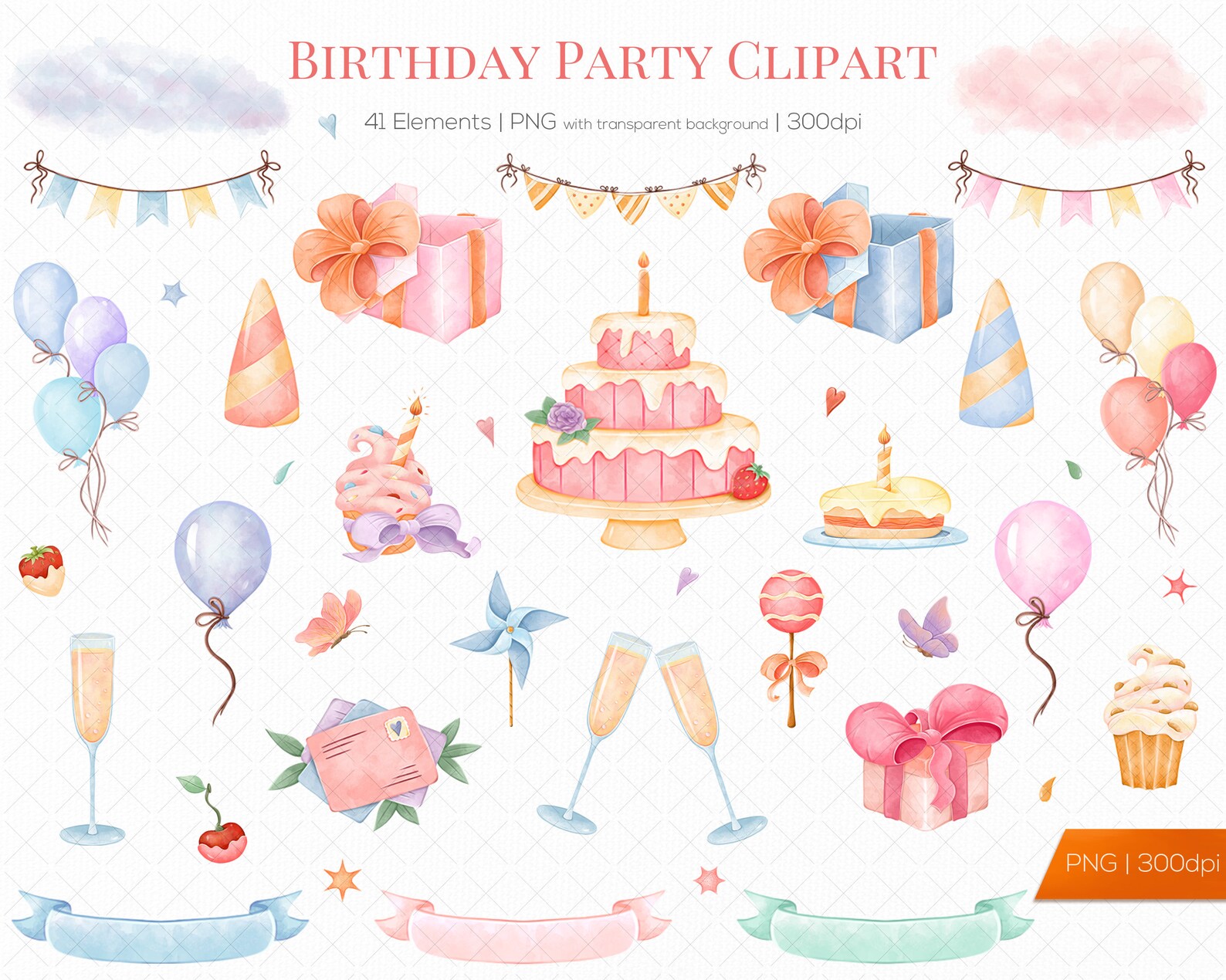 Birthday Clipart Celebration Clipart Balloon Clipart - Etsy
