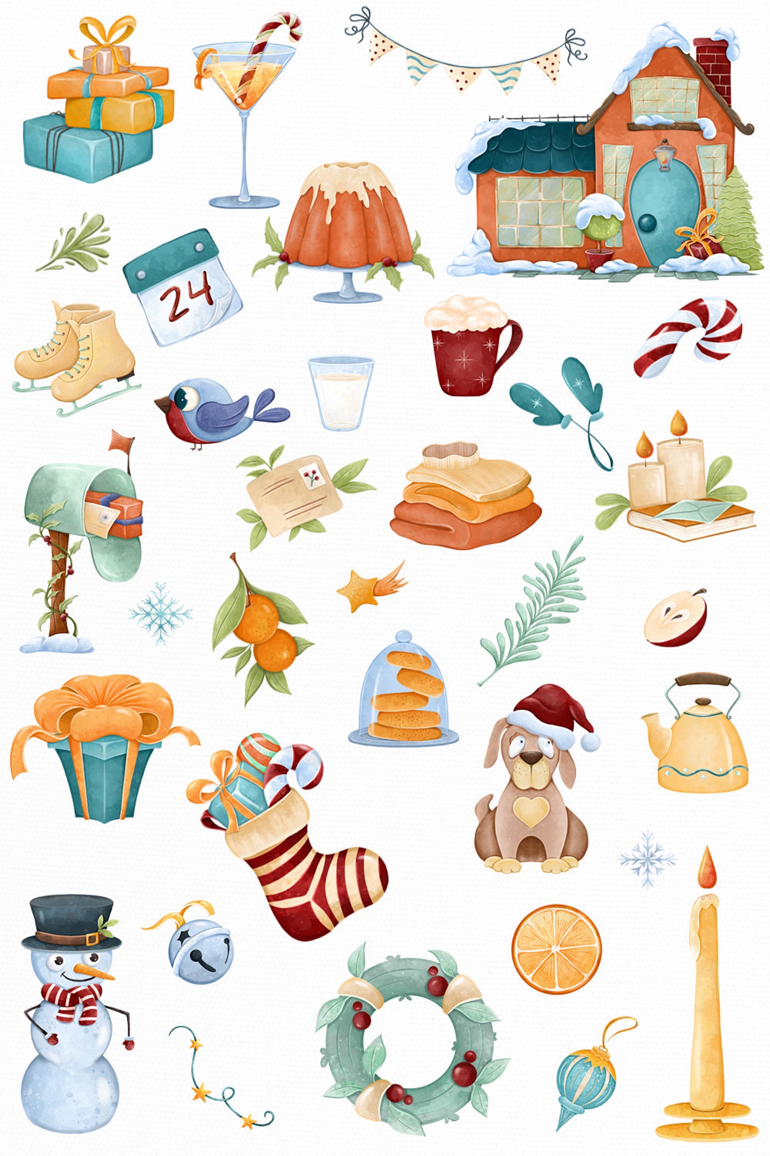 Christmas Clipart Winter Clipart New Year Clipart Cute | Etsy