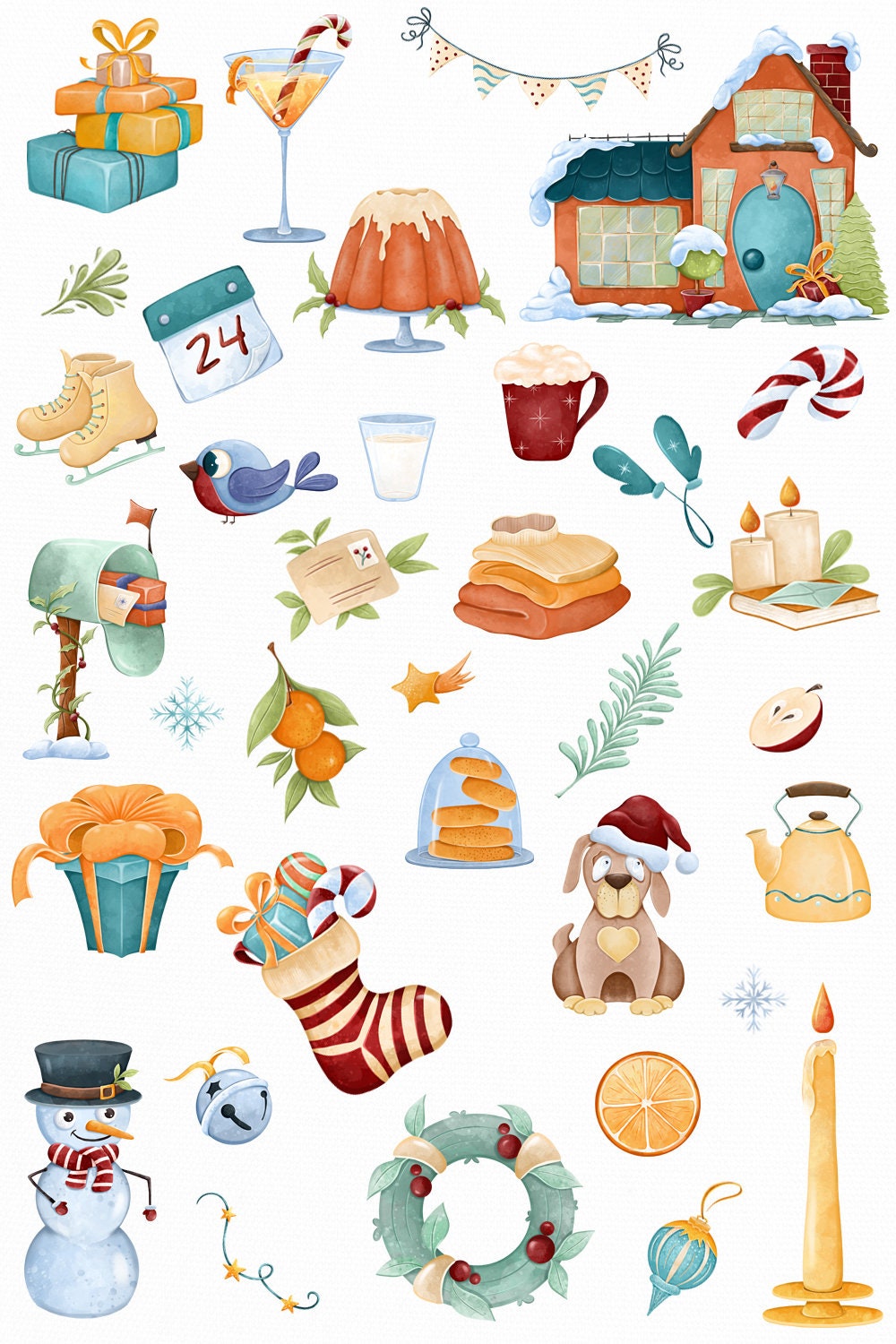 Christmas Clipart Winter Clipart New Year Clipart Cute | Etsy