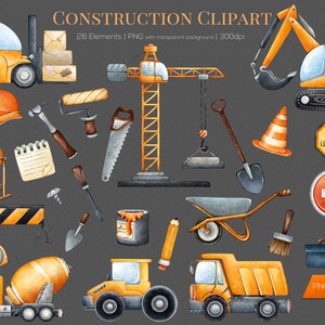 Construction Clipart | Watercolor Construction Truck Clipart ...