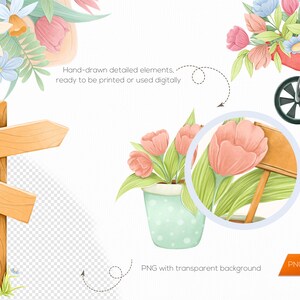 Gardening Clipart | Spring Garden PNG | Potted Plants and Potted ...