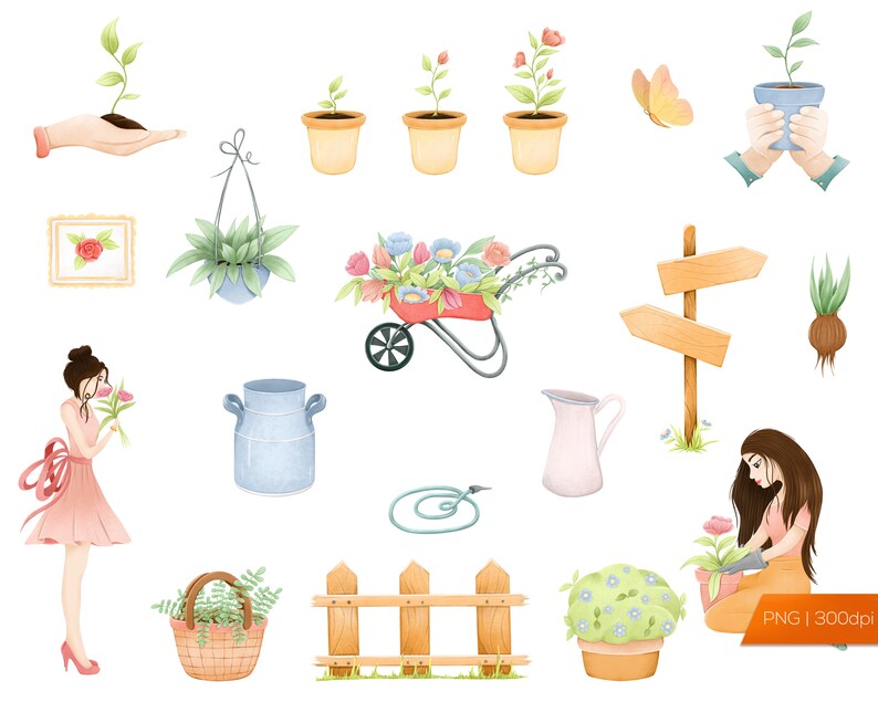 Garden Clipart Bundle Gardening Clip Art Spring Clipart - Etsy