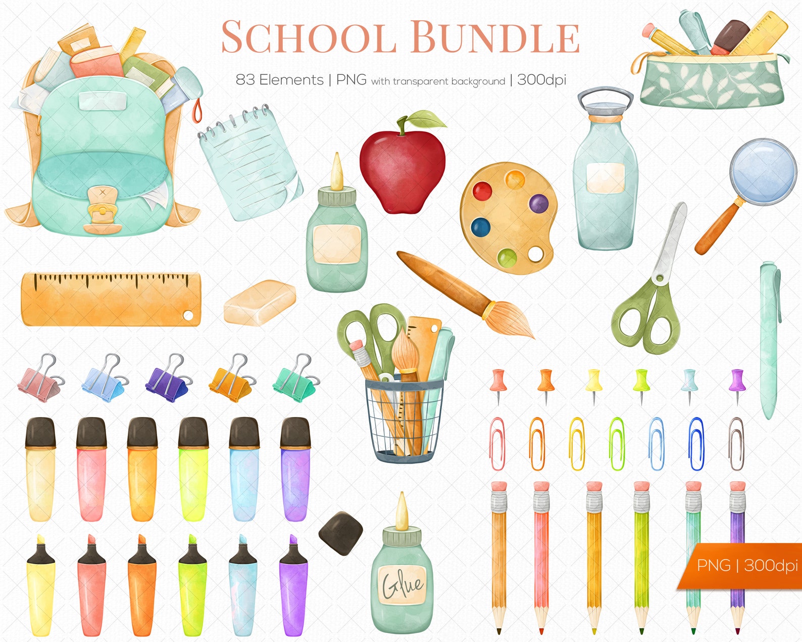 School Clipart Bundle Back to School Clipart Png School - Etsy Canada