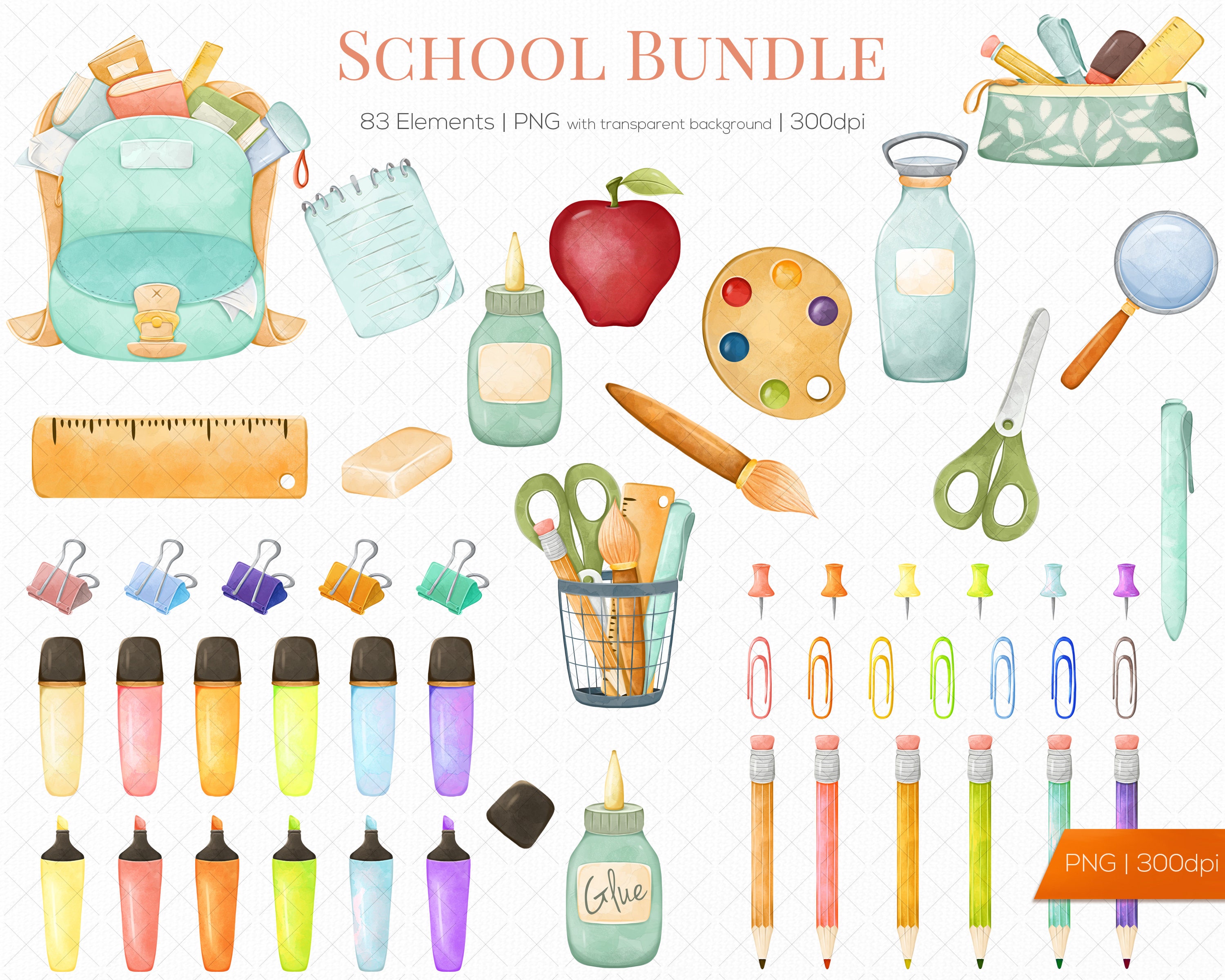 School Clipart Bundle Back to School Clipart Png School - Etsy Canada