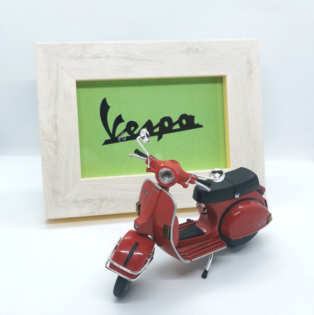 Hand Made Vespa Art, 16cm X 21cm Scooter Art, White Oak Wash Framed ...