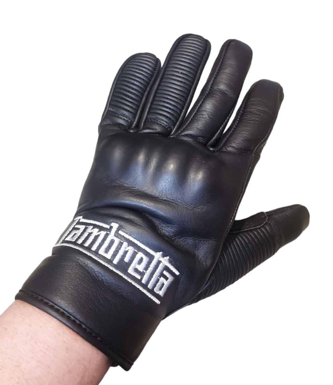 Lambretta Black Gloves, Italian Leather, Soft, Knuckle Protection ...