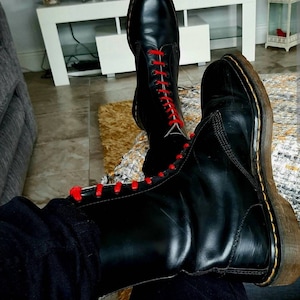 1.4m Dr Marten, Round Woven Laces, Skinhead, Ska, Mod, 2 Tone, Red ...