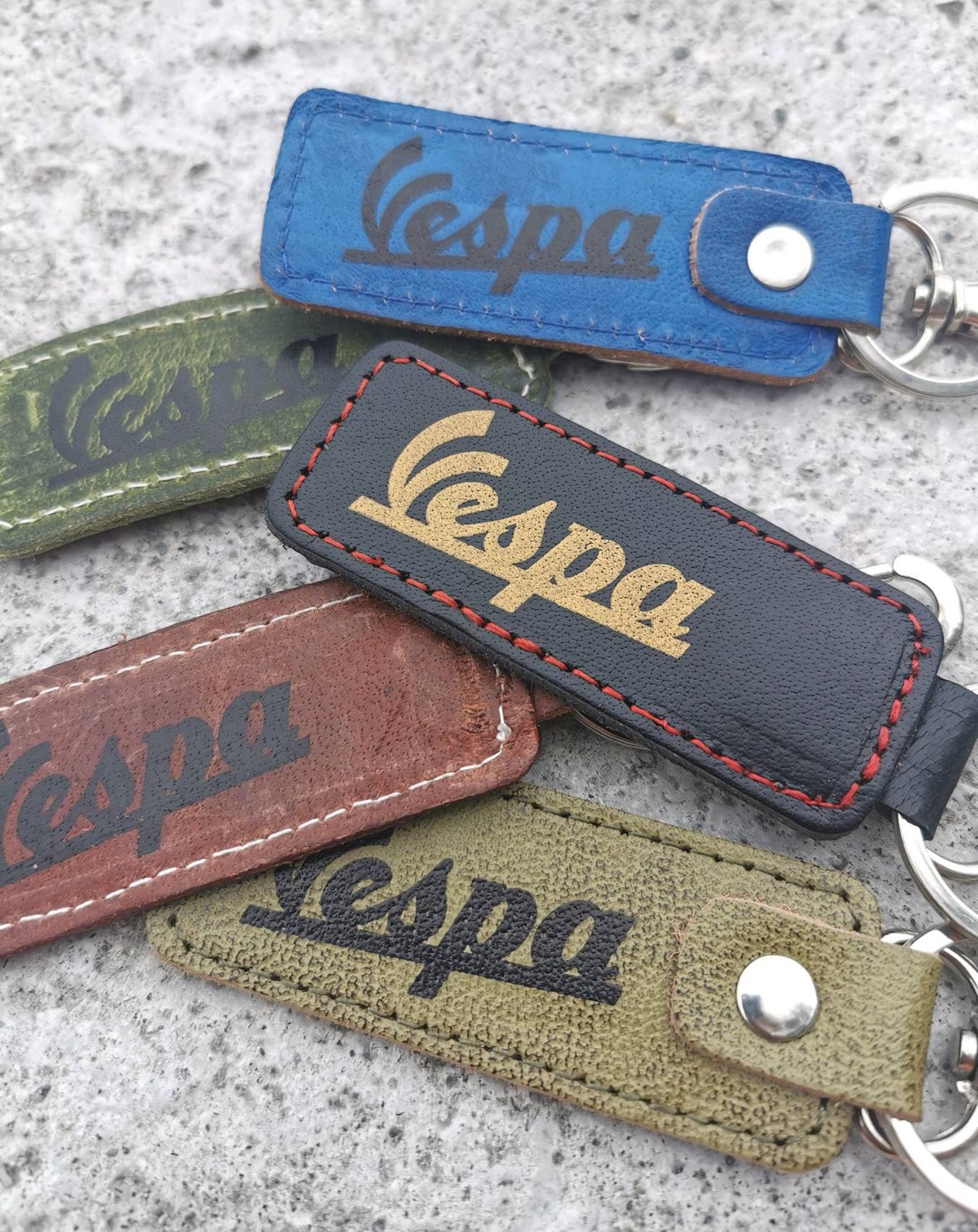 Vespa Italian Leather, Keychain, Gift, Keyring, Piaggio, Mod, Scooter ...