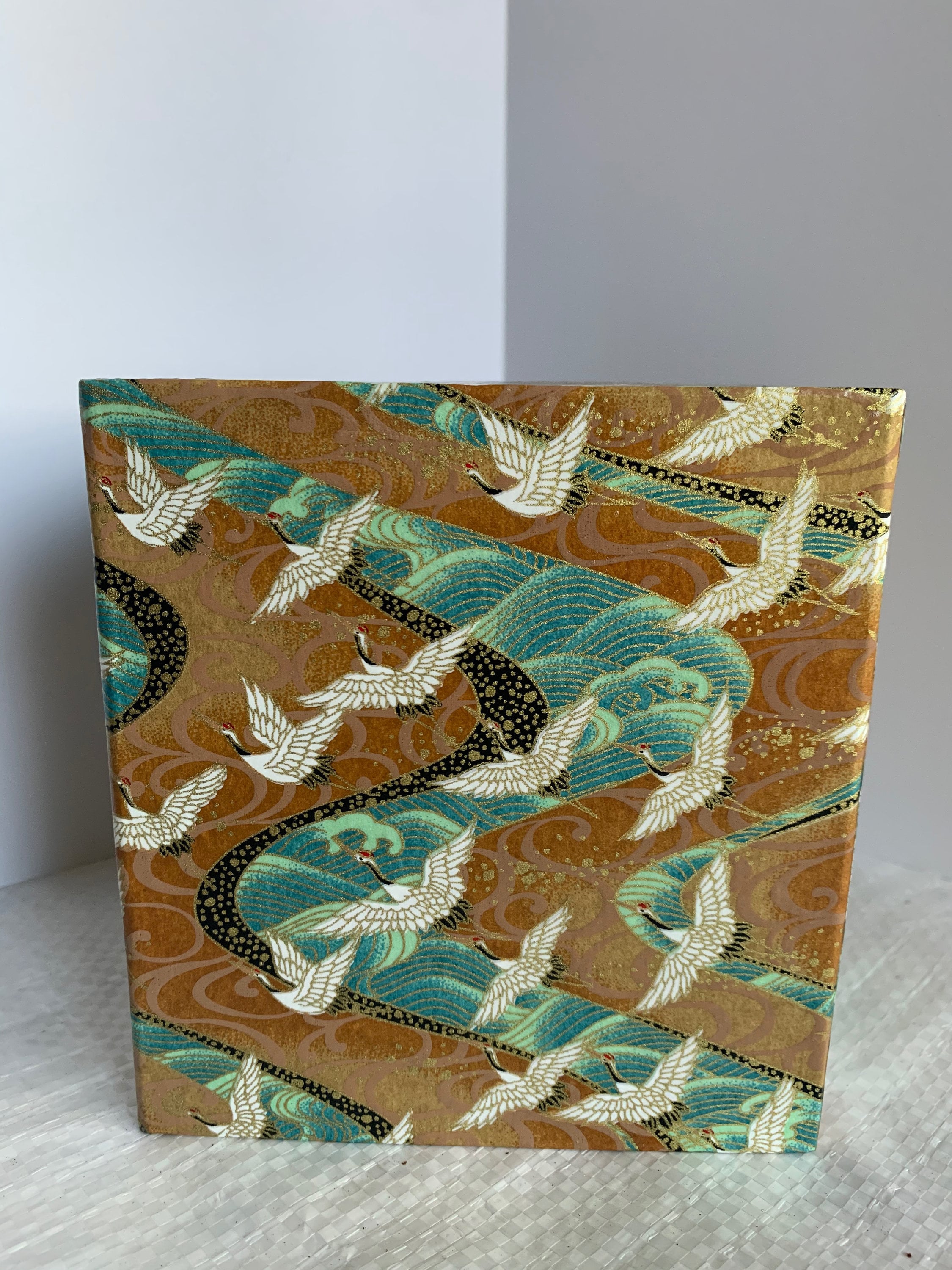 Tissue Box Cover Handcrafted With Japanese Chiyogami Washi Paper in Tan ...