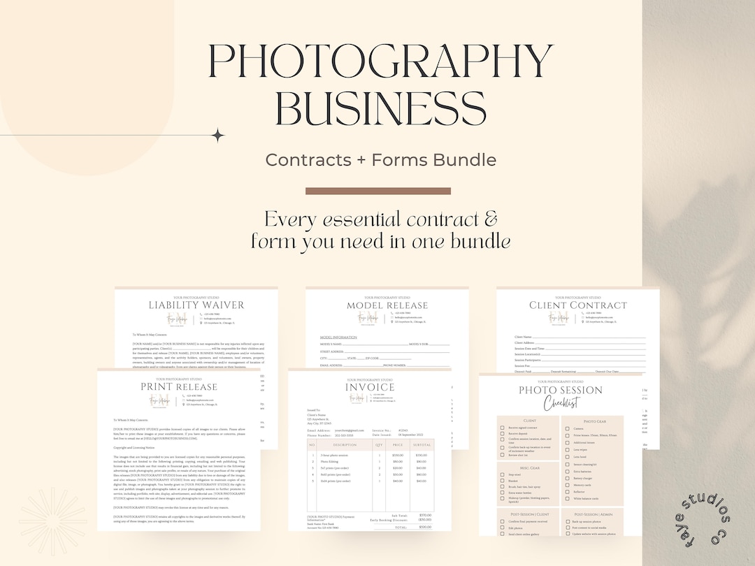 Photography Forms Template Set, Photography Business Forms Bundle ...
