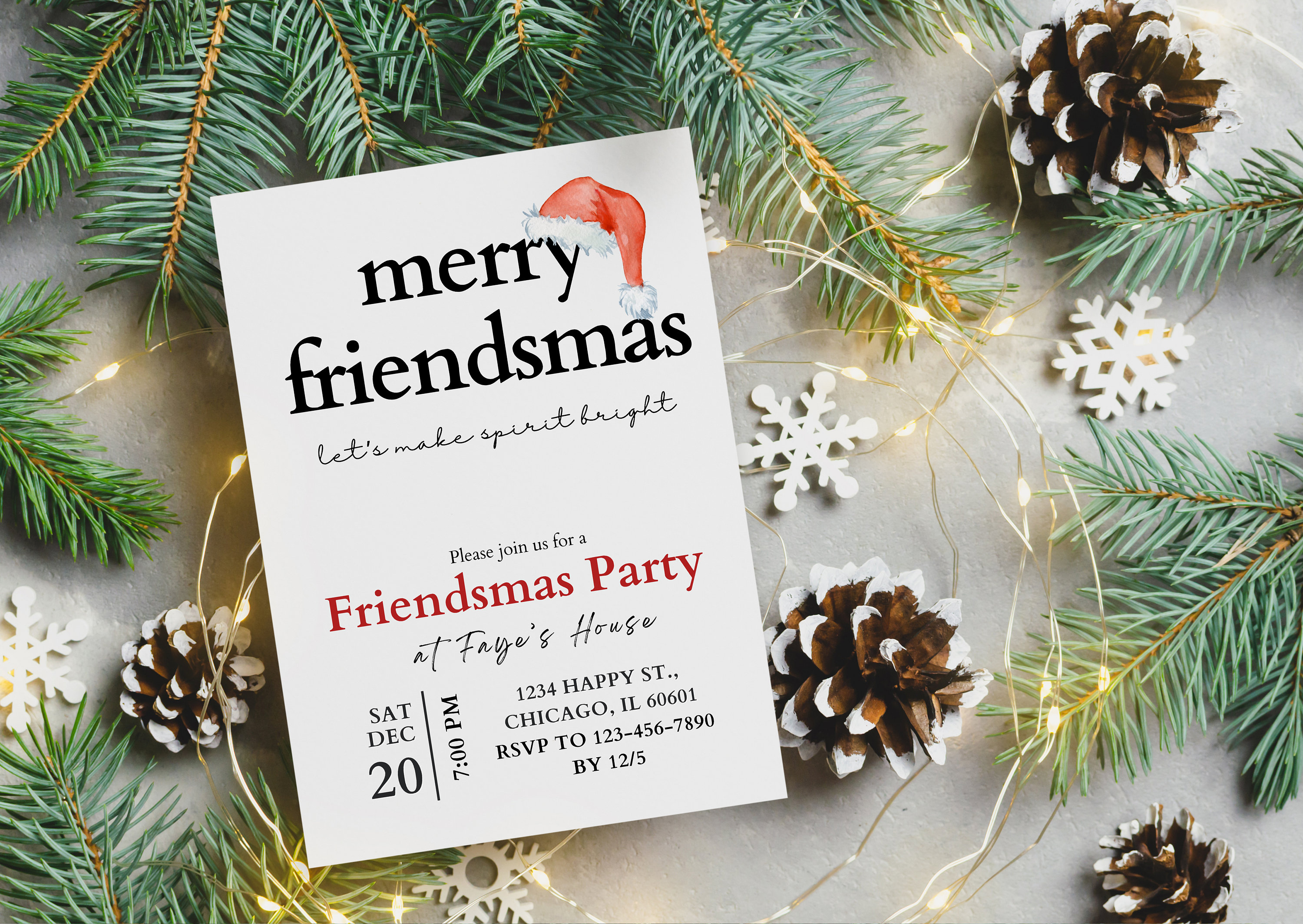 Merry Friendsmas Invitation and Digital Invite Template, Christmas ...