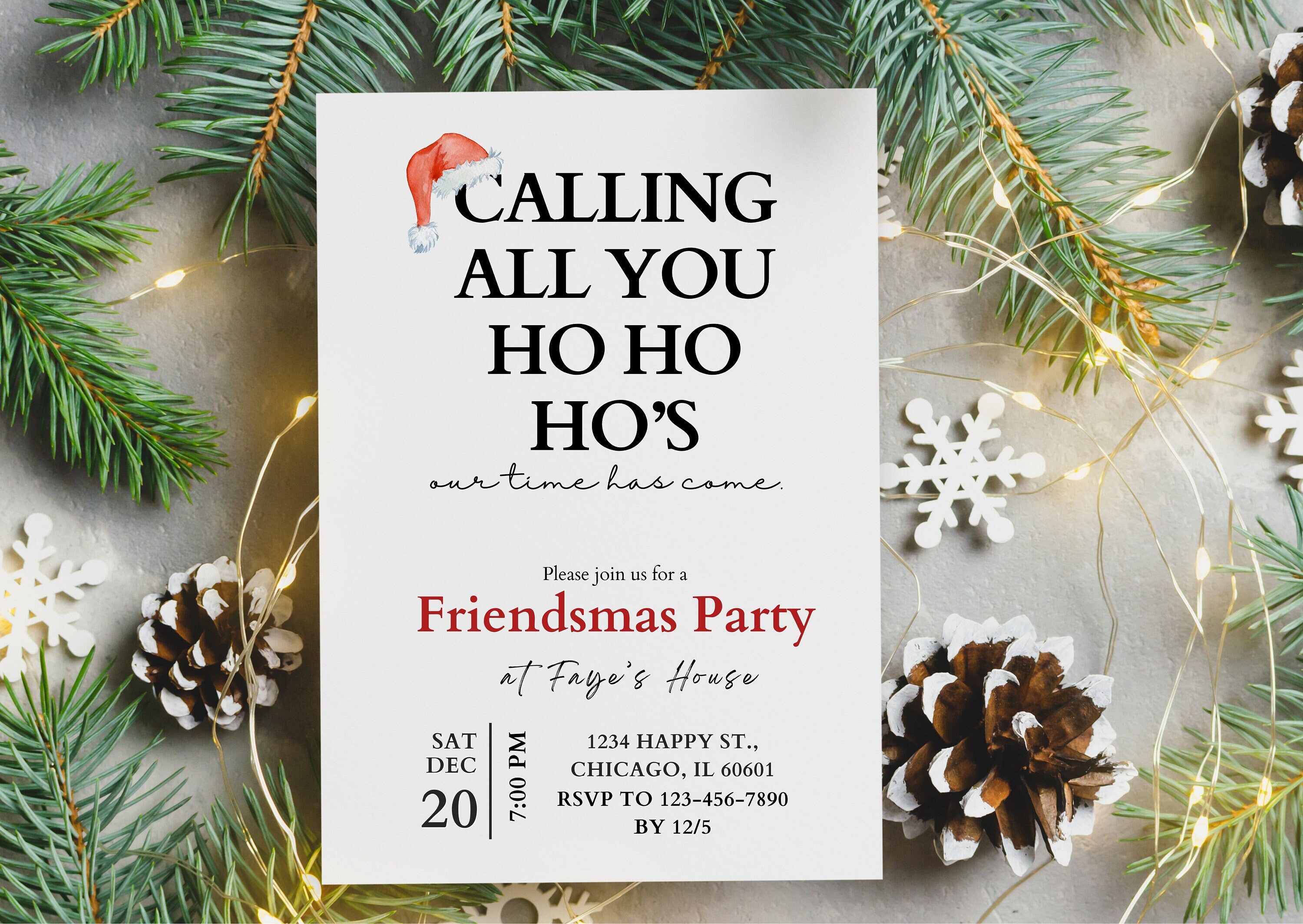 Friendsmas Invitation and Digital Invite Template, Christmas Invitation ...