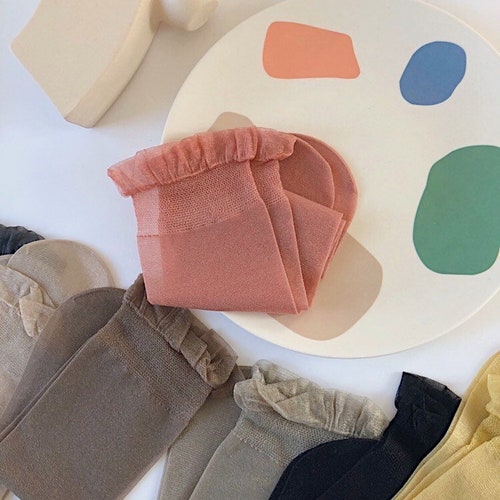 Transparent Socks Women Summer Ruffle Socks Glass Silk Ankle - Etsy